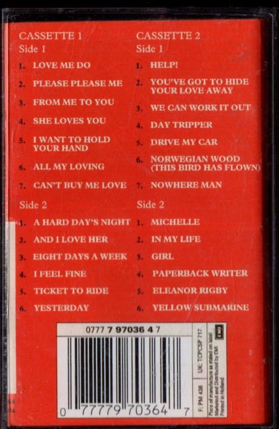 THE BEATLES - 1962-1966 - DOUBLE CASSETTE MADE IN HOLLAND KASET 2.EL THE BEATLES - 1962-1966 - DOUBLE CASSETTE MADE IN HOLLAND KASET 2.EL