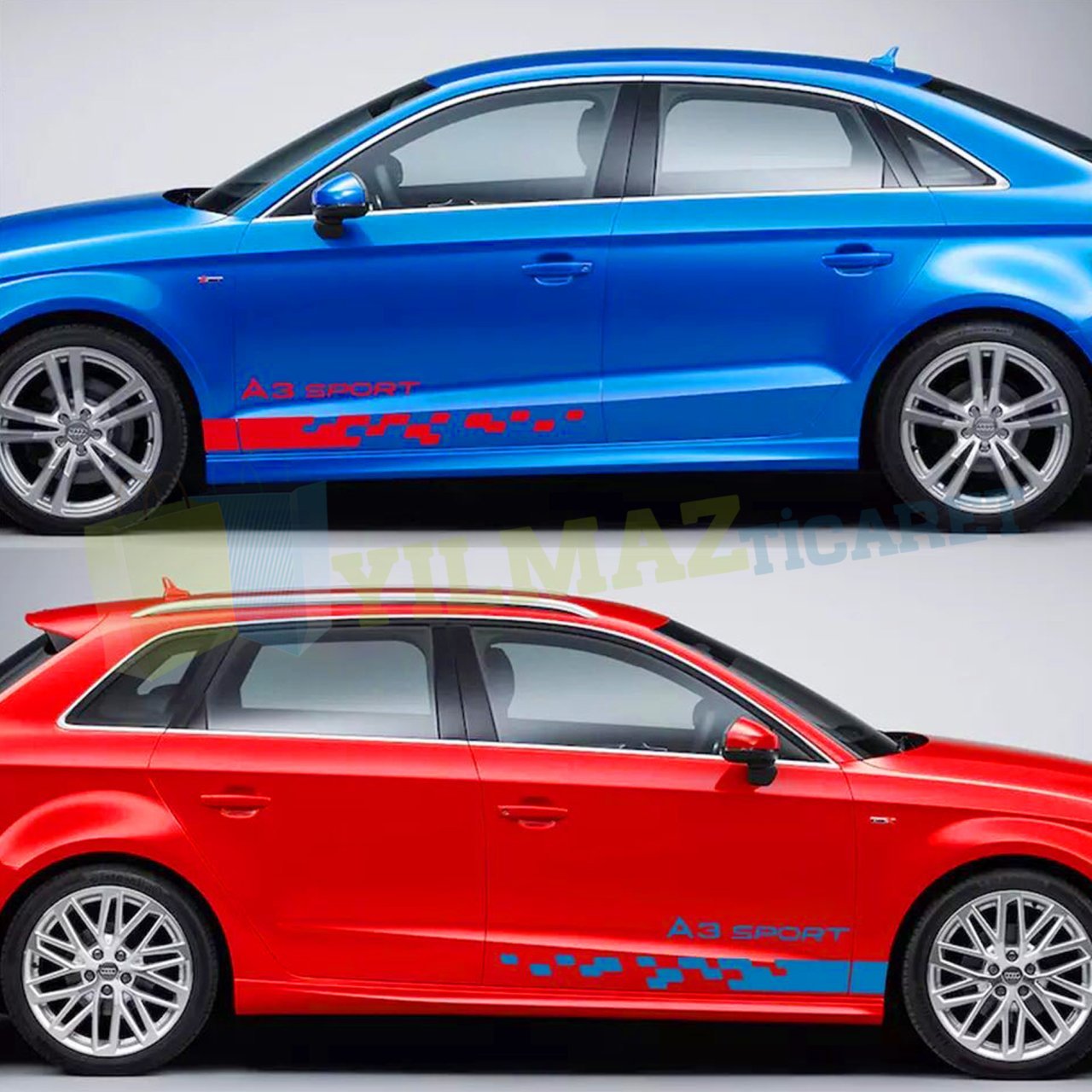 Audi Sport A3 A4 A5 A6 A7 A8 Yan Şerit Kapı Altı Oto Sticker 2 Ad